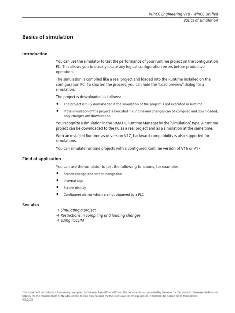 WinCC Engineering V18 - WinCC Unified - Basics of Simulation | PDF | Software Engineering ...
