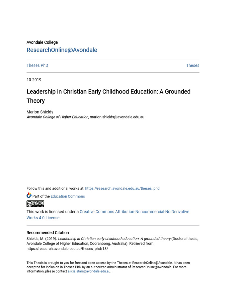 Leadership in Christian Early Childhood | PDF | Thesis | Child Care
