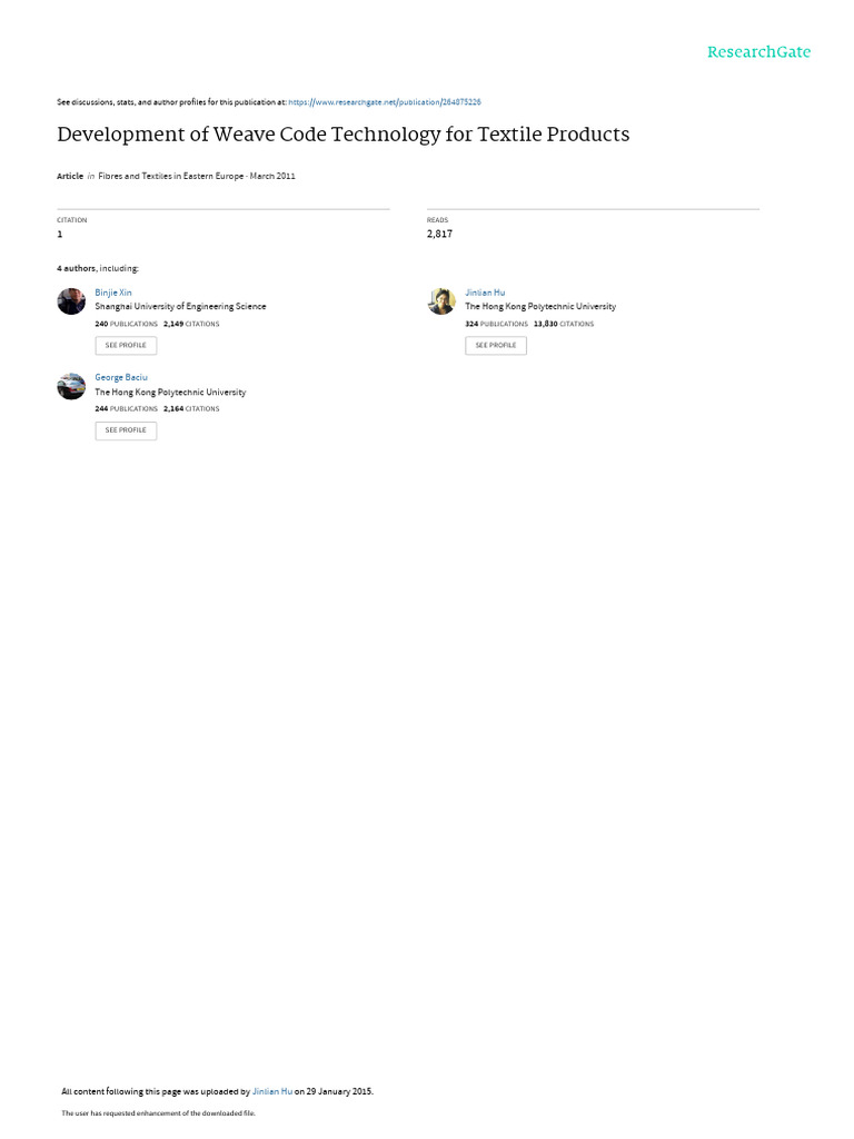 Development of Weave Code Technology For Textile P | PDF | Textiles | Weaving