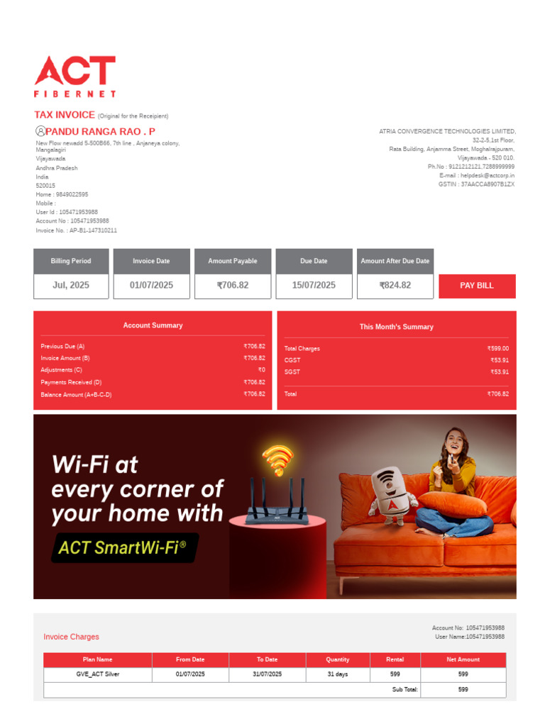 Inv Ap B1 147310211 105471953988 July 2025 | PDF | Taxes | Invoice