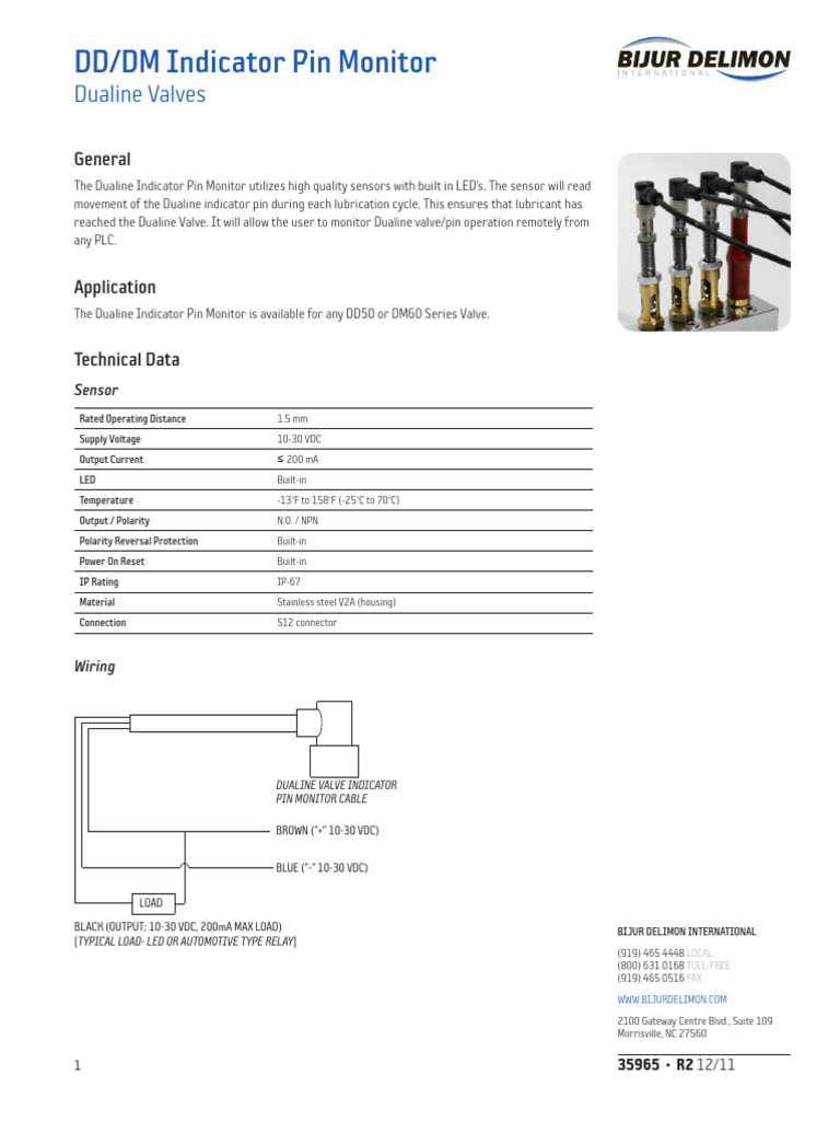 Datasheet #35965 - DD - DM Indicator Pin Monitor - Bijur Delimon | PDF ...