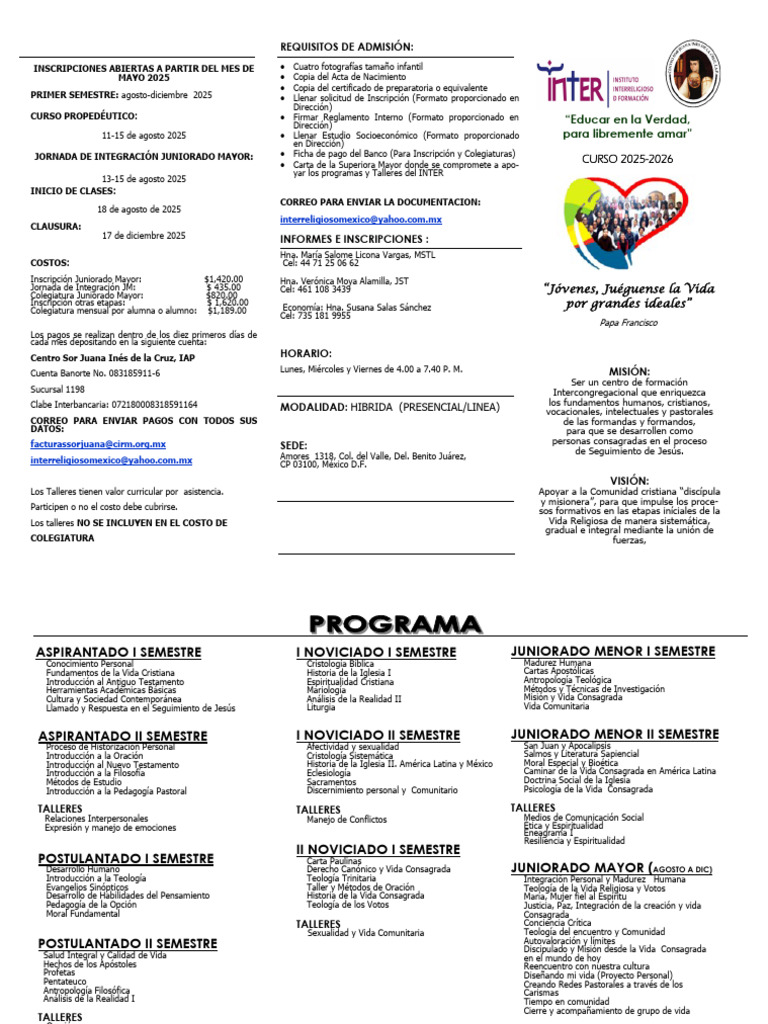 Triptico 2025-2026 I Semestre | PDF | Iglesia Católica | Espiritualidad