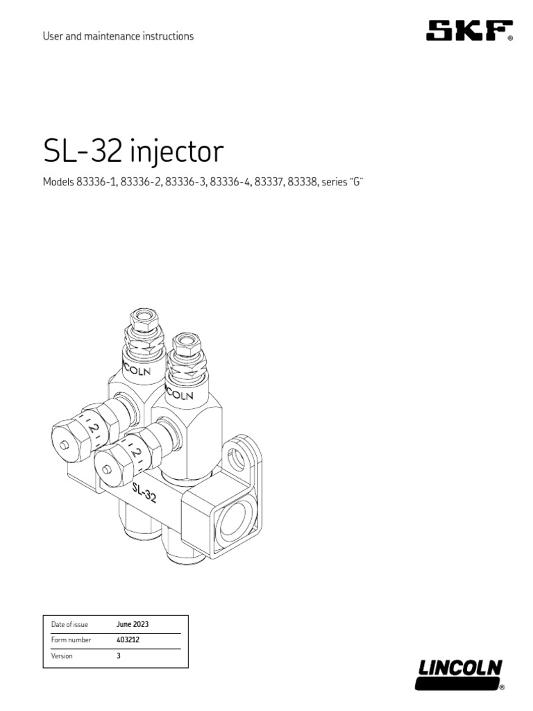 SKF SL-32 Injector User Manual | PDF | Valve | Pump