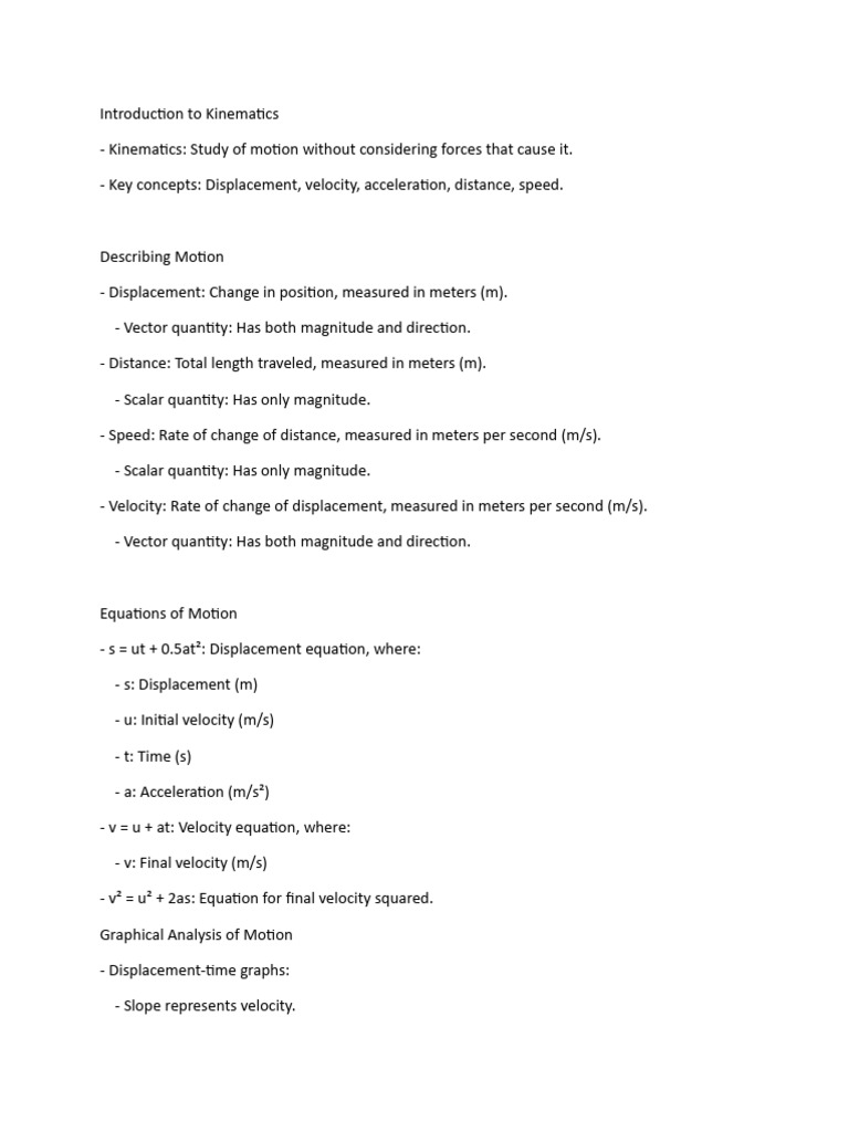 Introduction To Kinematics | PDF