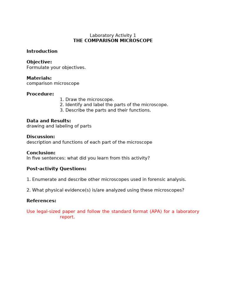 Lab Act 1 Comparison Microscope 2024 | PDF