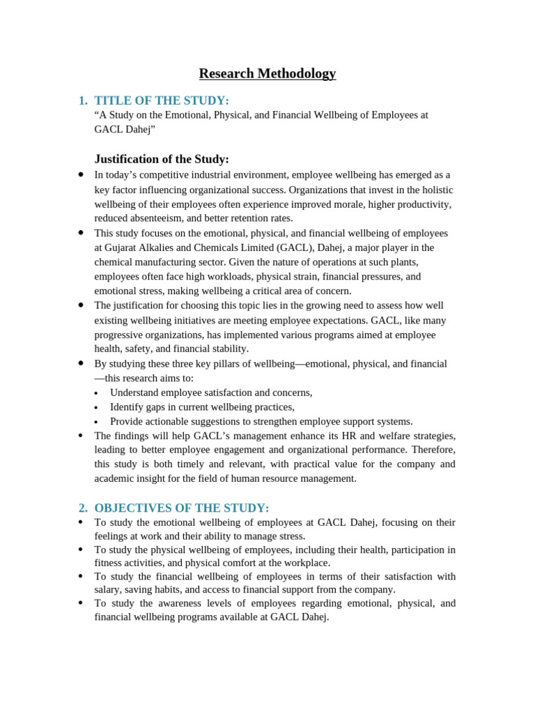 Employee Wellbeing RM | PDF | Well Being | Sampling (Statistics)