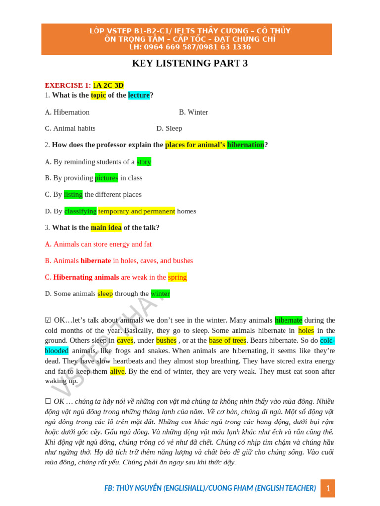 Key + Script For VSTEP Listening Part 3 | PDF