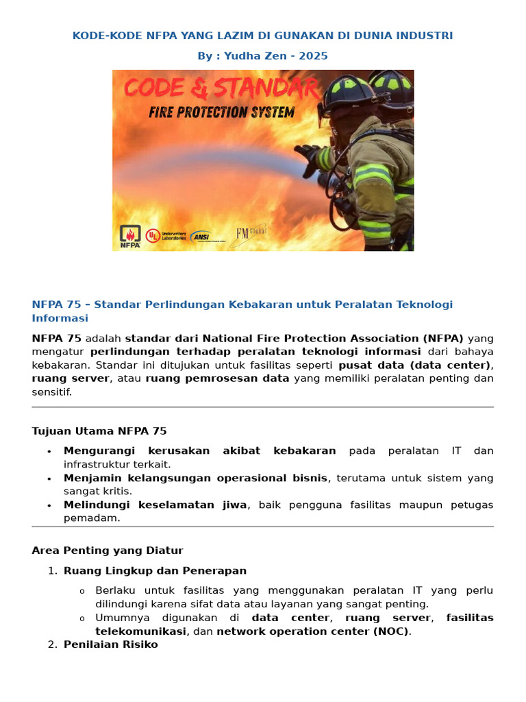 Fokus Utama NFPA 51B dan Standar Terkait | PDF