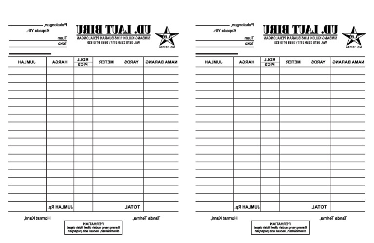 Nota Ud Laut Biru | PDF