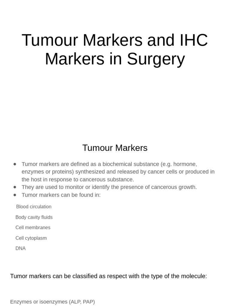 Tumour Markers and IHC Markers in Surgery | PDF | Cancer ...