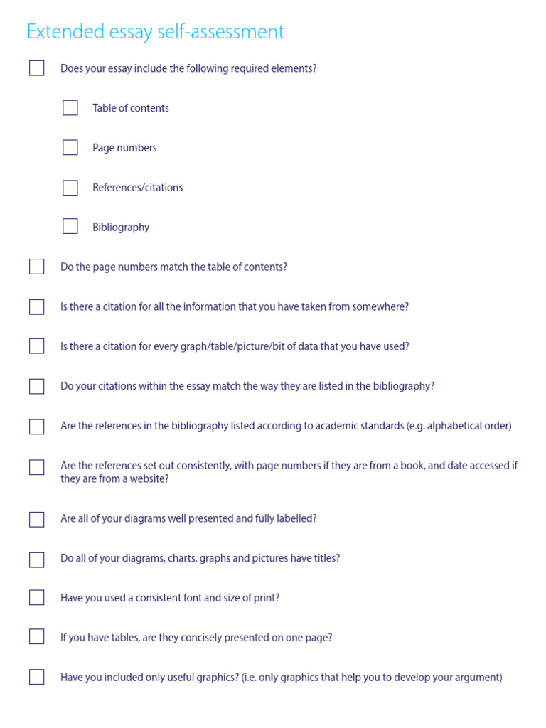 Extended Essay Checklist | PDF