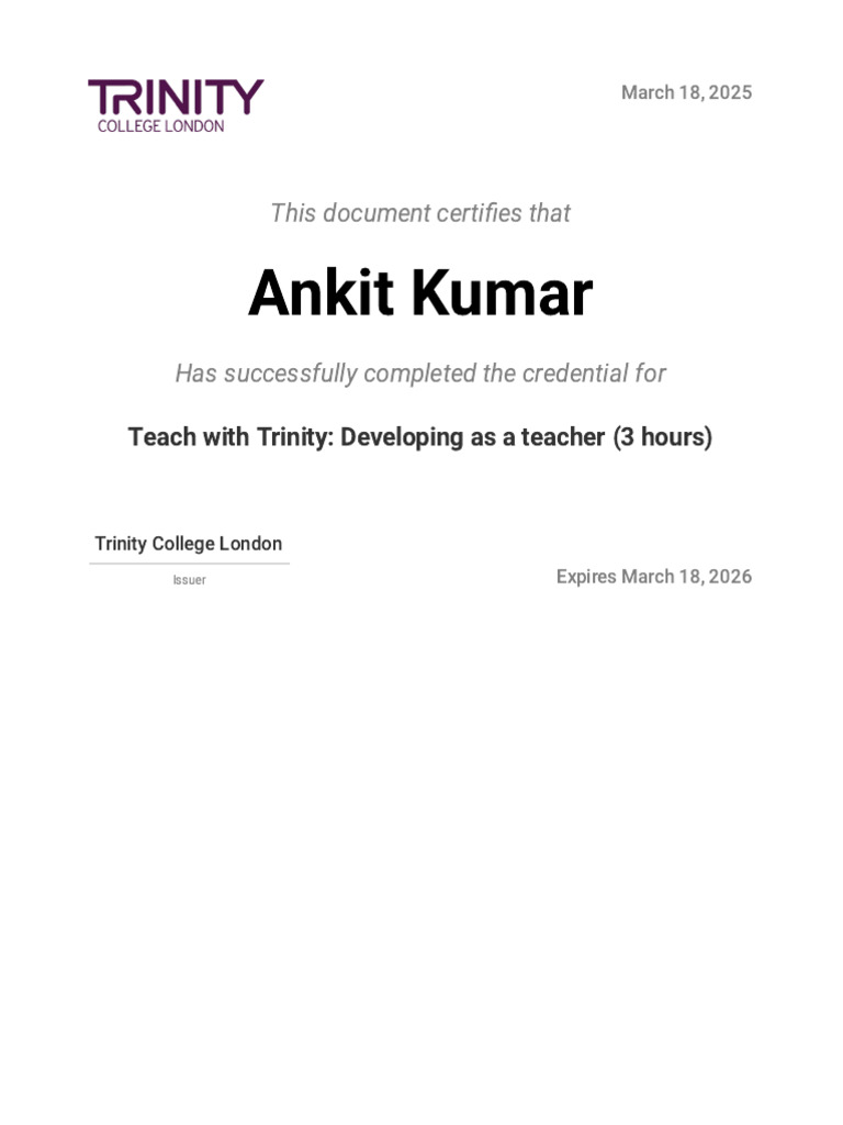 Trinity College London Trinity Teach - Teach With Trinity Developing As ...