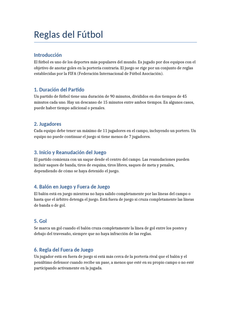 Reglas Del Futbol | PDF | Asociación de Futbol | Variantes deportivas
