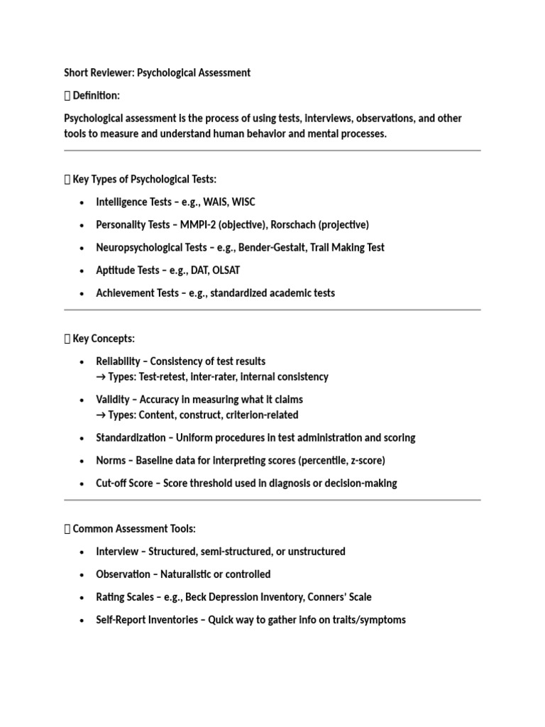 Psychological Assessment Overview | PDF