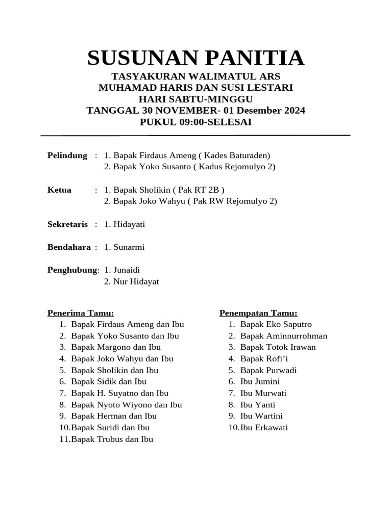 Susunan Panitia | PDF