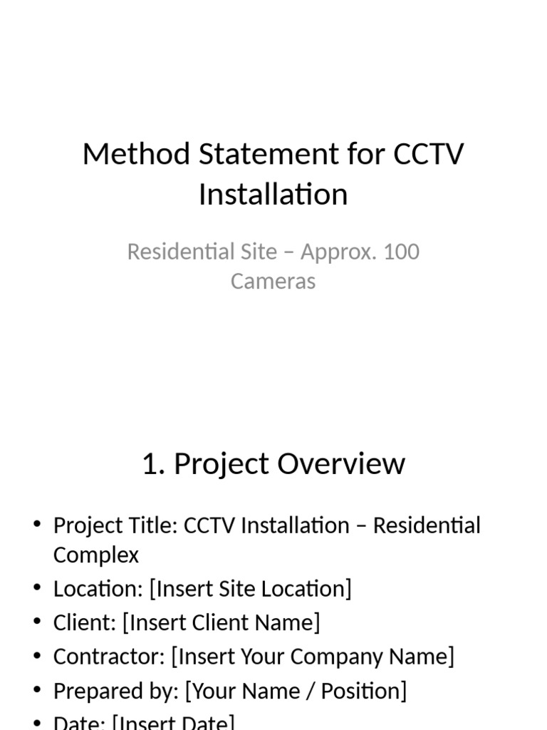 Method Statement CCTV Installation | PDF