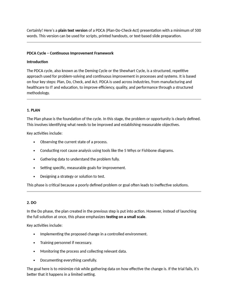 PDCA Presentation 2. PDCA Presentation 2. | PDF | Business
