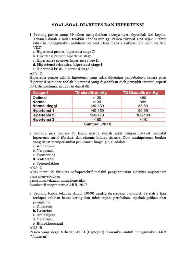 Klasifikasi dan Terapi Diabetes serta Hipertensi | PDF