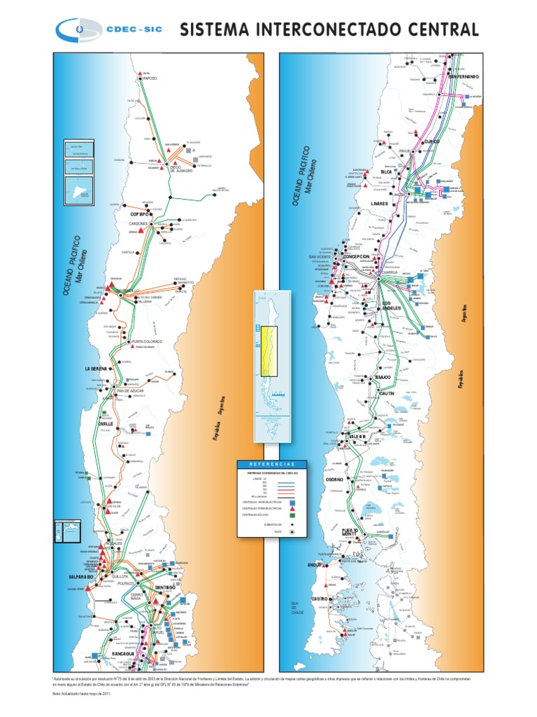 Mapa del Sistema Eléctrico Nacional de Chile | PDF | Chile | Deportes
