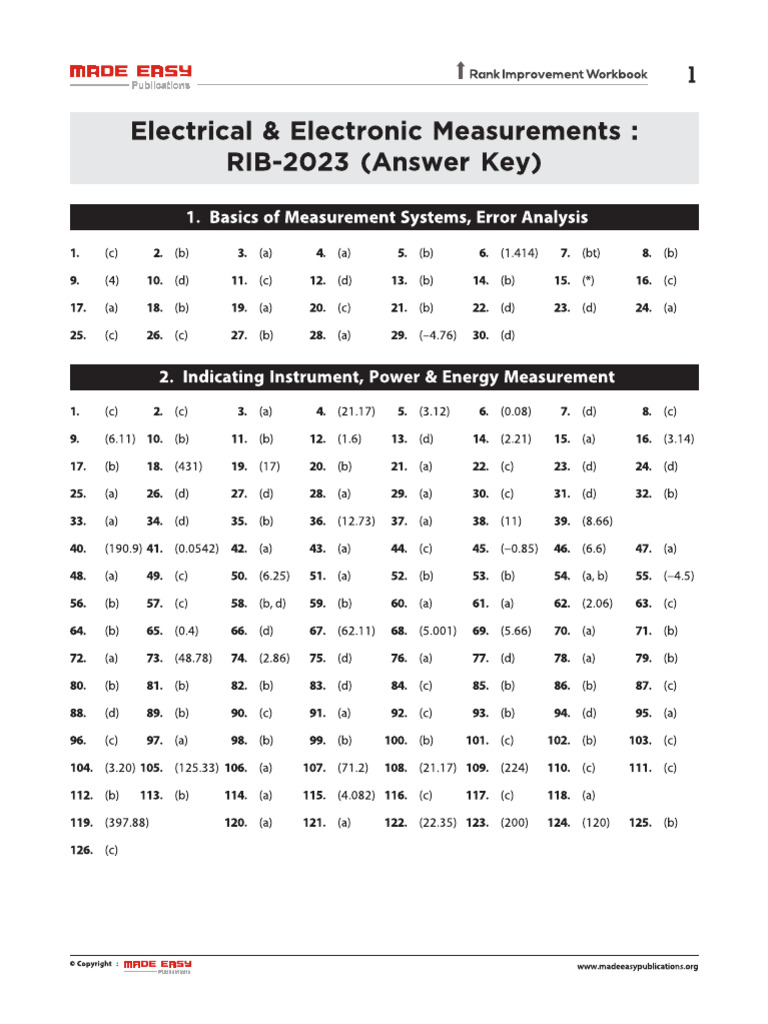 Measurement EE RIB 2023 Key | PDF
