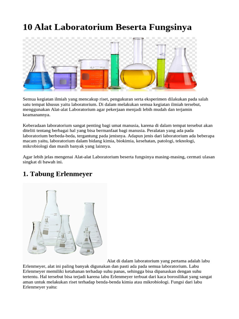 10 Alat Laboratorium dan Fungsinya | PDF