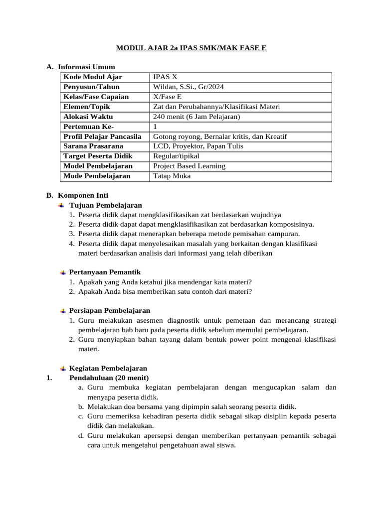 Modul Ajar Projek Ipas CP 2 | PDF