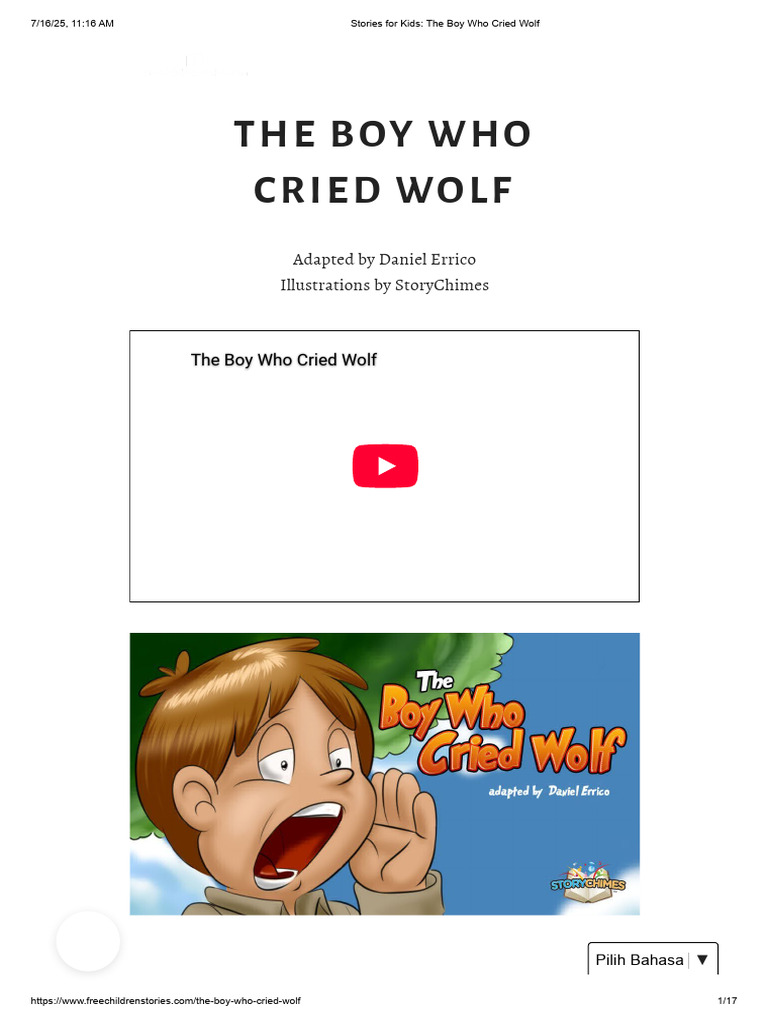 Stories For Kids - The Boy Who Cried Wolf | PDF | Fable | Traditional ...