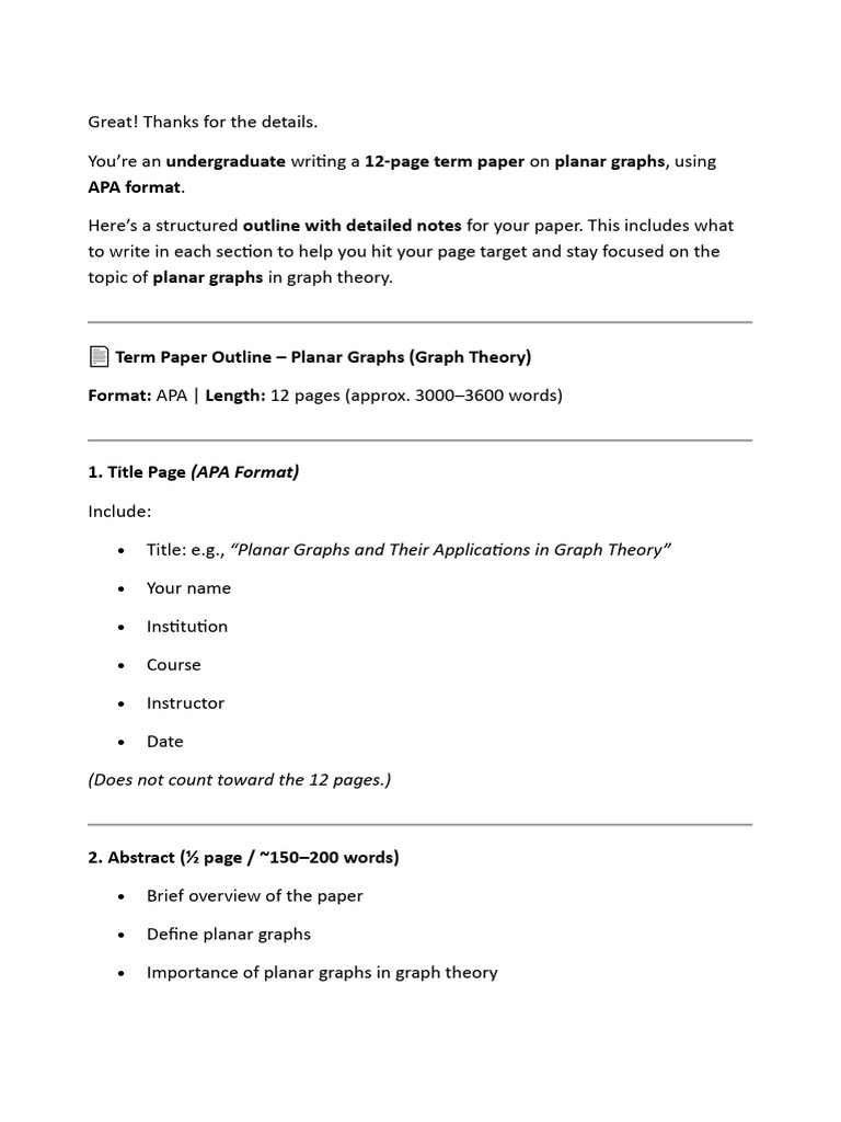Planar Graphs: Term Paper Outline | PDF | Graph Theory | Mathematical ...