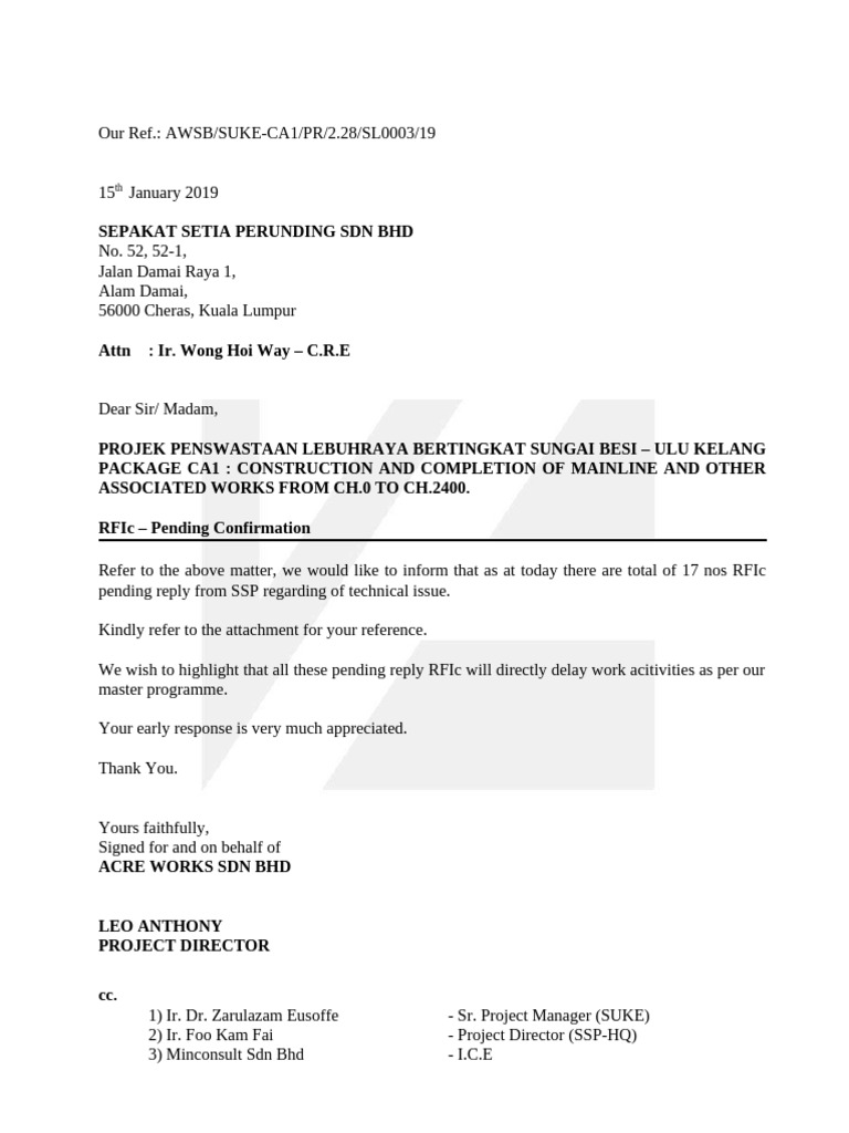 SL0003-19 RFIc Pending Confirmation | PDF