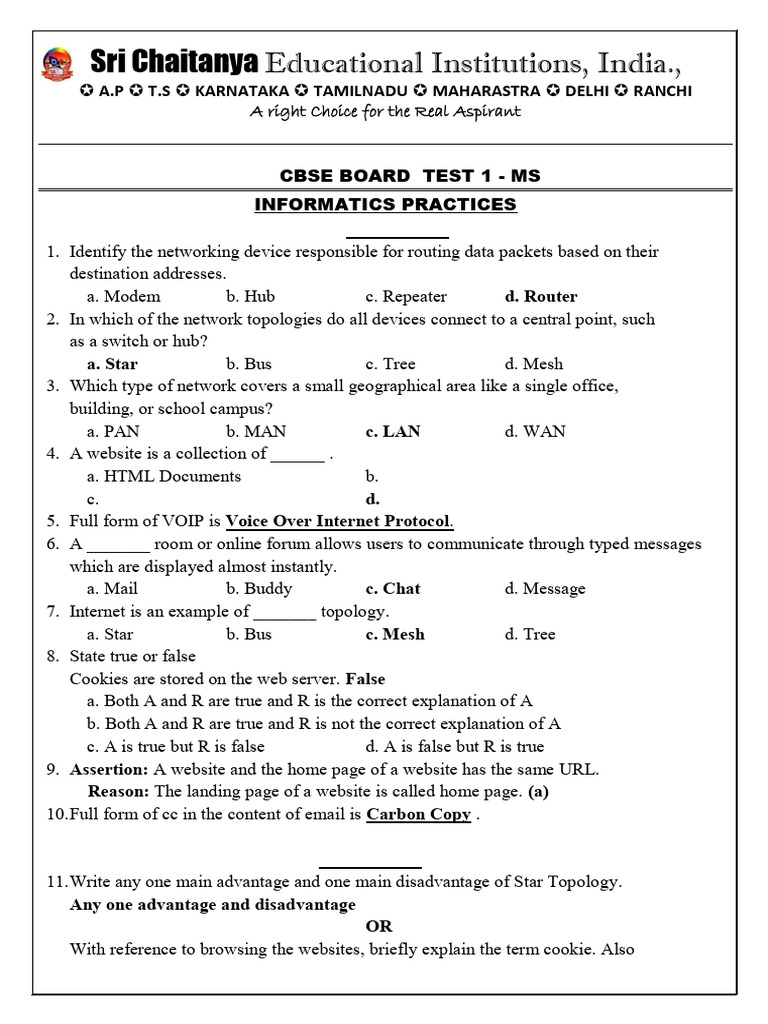 4th Grade Computer Networking Test | PDF | Computer Network | World ...