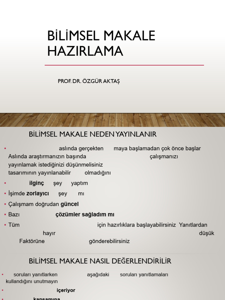 8 - Bilimsel Makale Hazırlama | PDF
