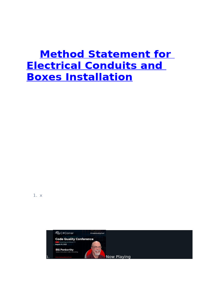 Electrical Conduit Installation Method Statement | PDF | Pipe (Fluid ...