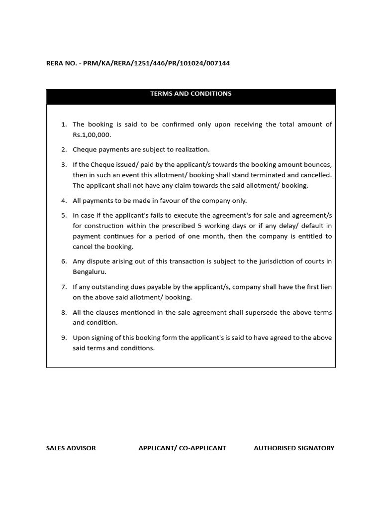 Booking Form Backside | PDF