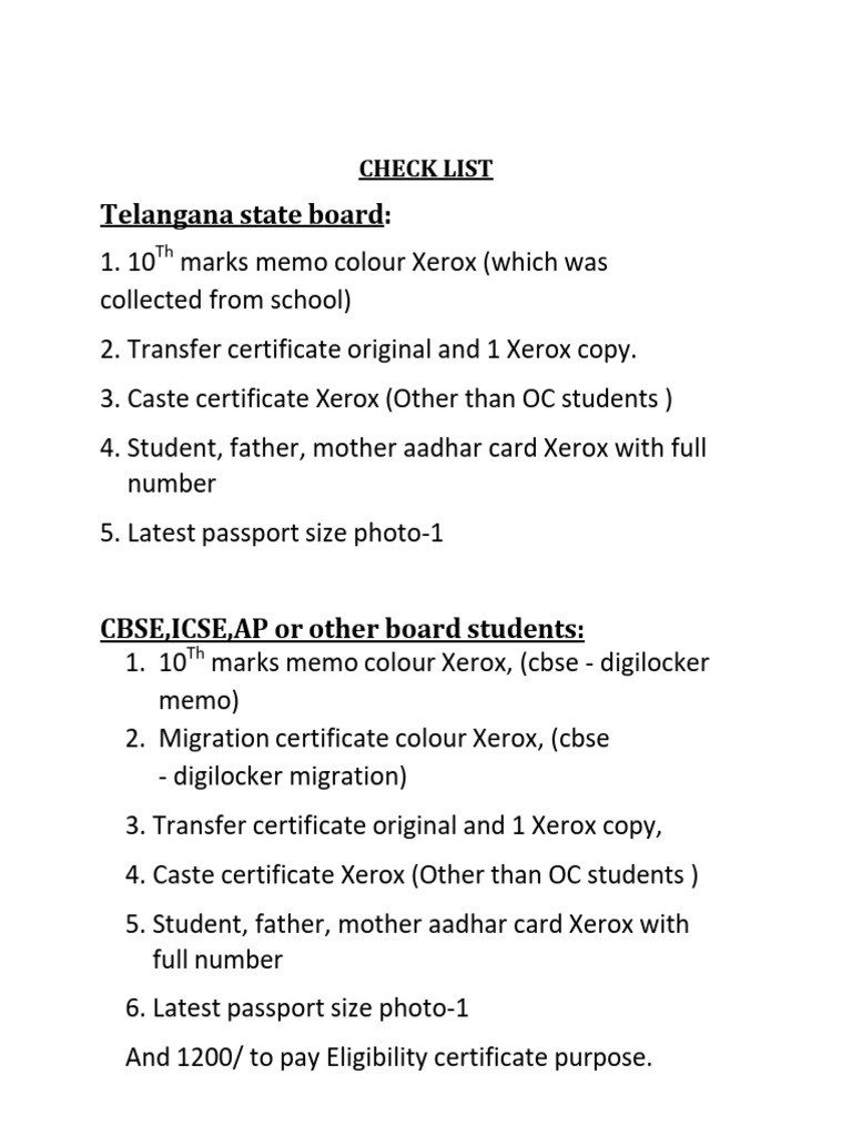 Junior Checklist | PDF