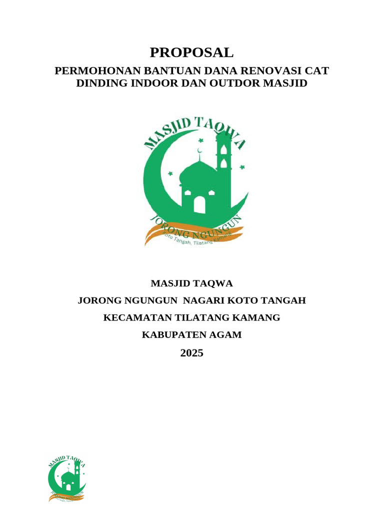 Proposal Pengajuan Dana Masjid | PDF
