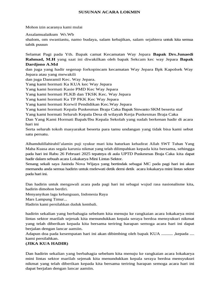 Susunan Acara Lokakarya Mini | PDF