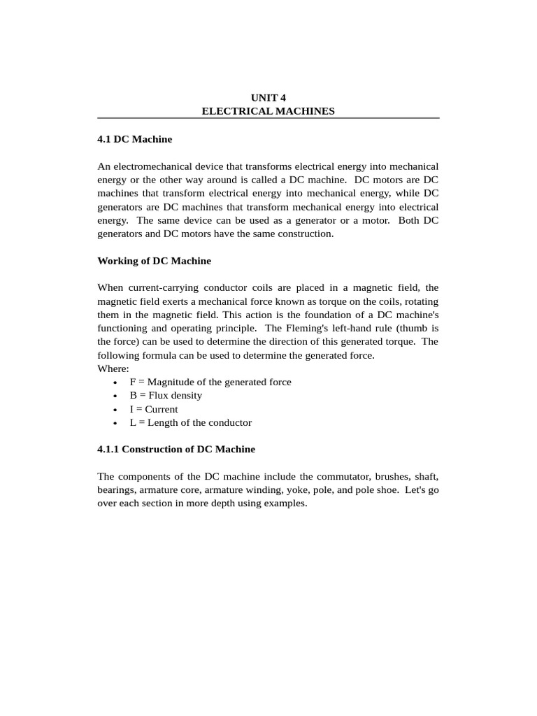 UNIT 4 - Electrical Machines Plag | PDF | Electric Motor | Electric ...