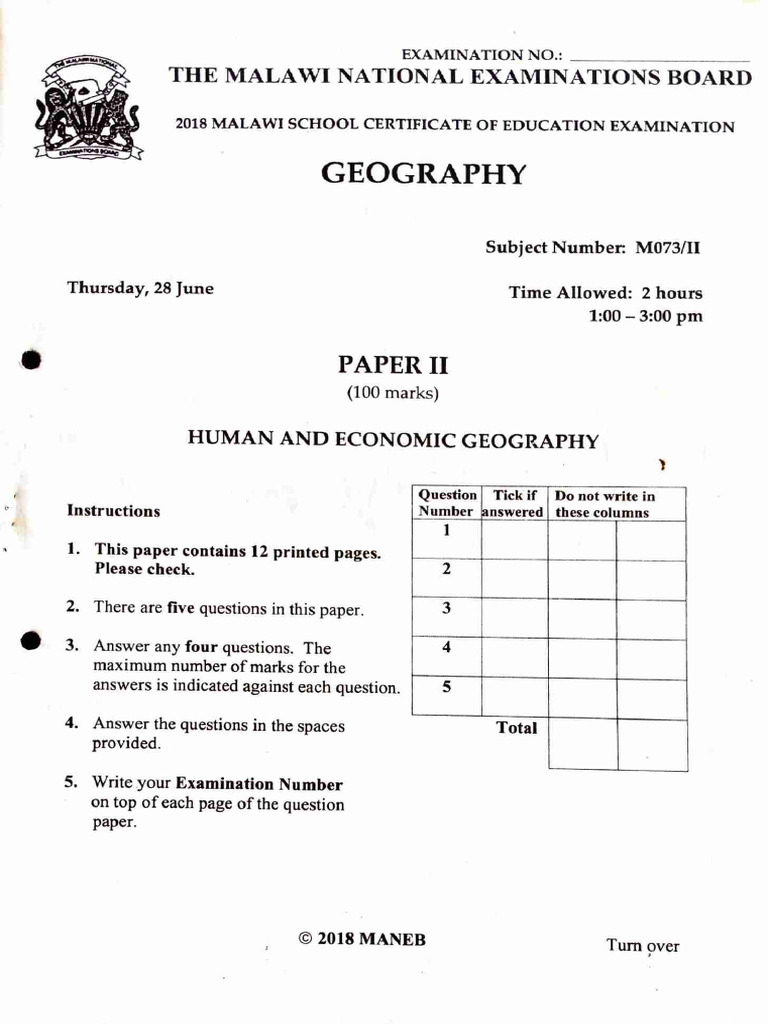 2018 - Geography p2 | PDF