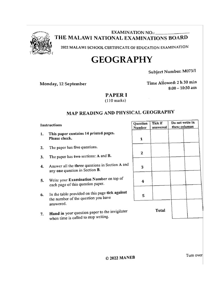 2022 Geography Paper 1 | PDF