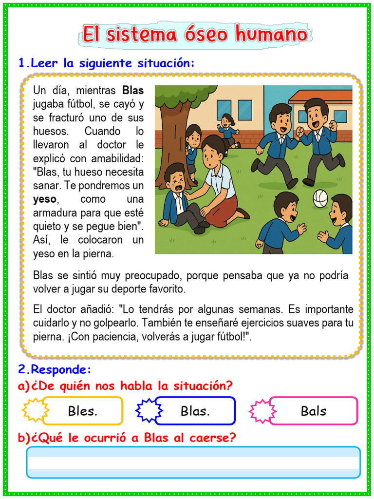 Ficha El Sistema Òseo Maestra Janet | PDF | Hueso | Esqueleto