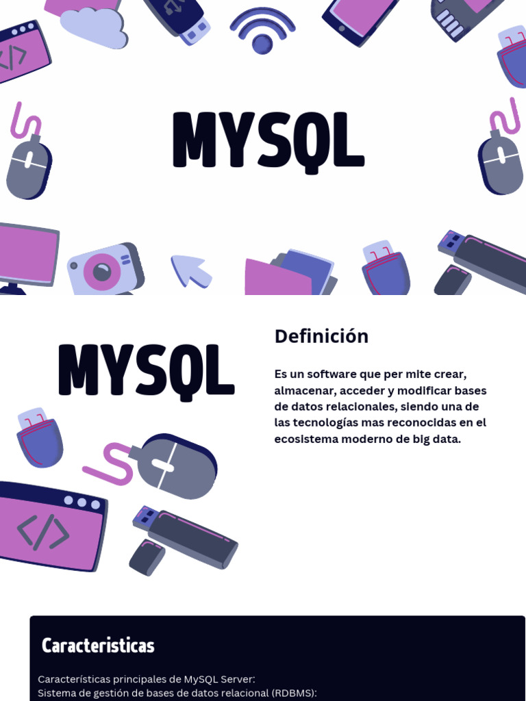 Presentación Diapositivas Tecnología y Digitalización Ilustrado Azul y Morado.pdf | PDF | Mi sql ...