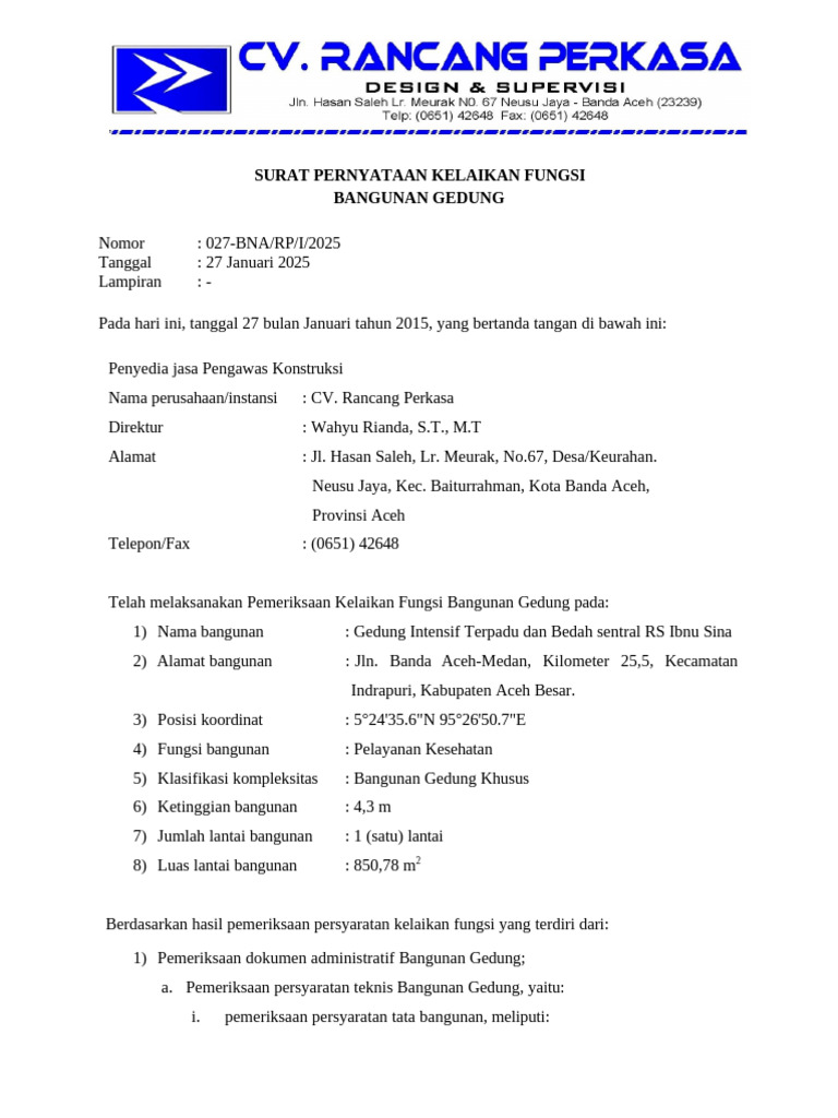 Surat Pernyataan Kelayakan | PDF