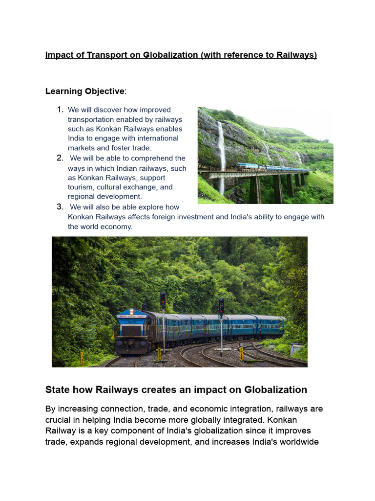 Impact of Transport On Globalization (With Reference To Railways) | PDF