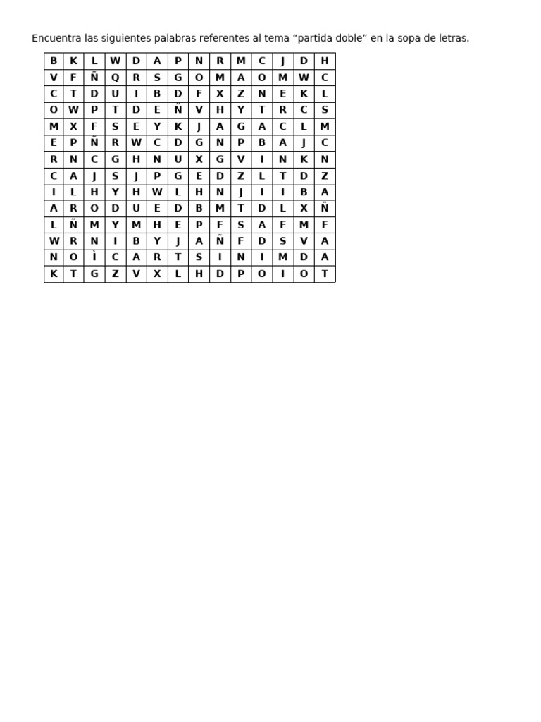 Palabras de partida doble en sopa de letras | PDF