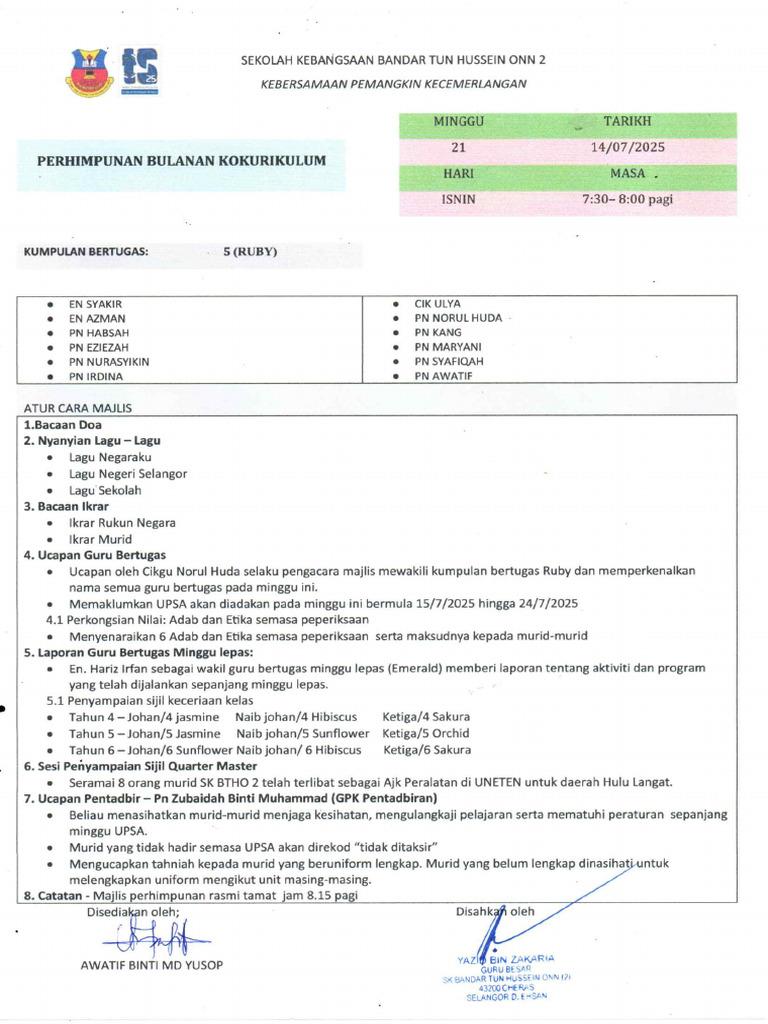 Laporan Perhimpunan Isnin | PDF