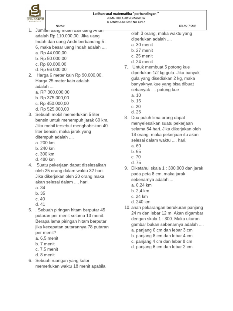 7 - Perbandingan Dan Skala | PDF