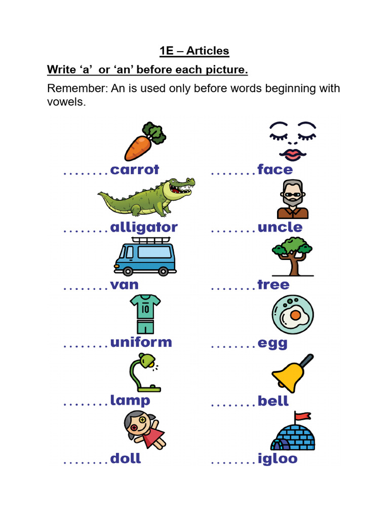 13-6-25 Eng - A or an Worksheet 1 | PDF