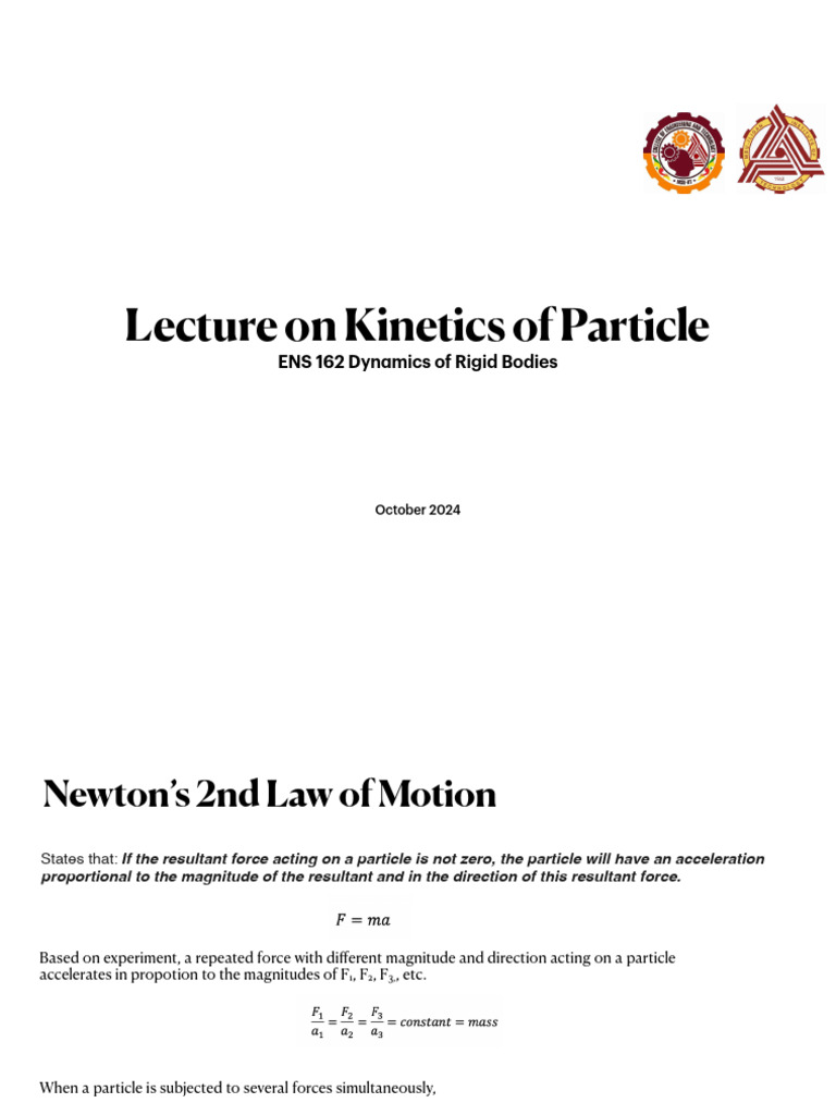 Lecture Kinetics | PDF | Force | Classical Mechanics