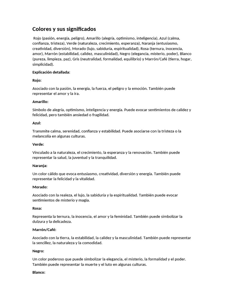 Significados de los colores | PDF