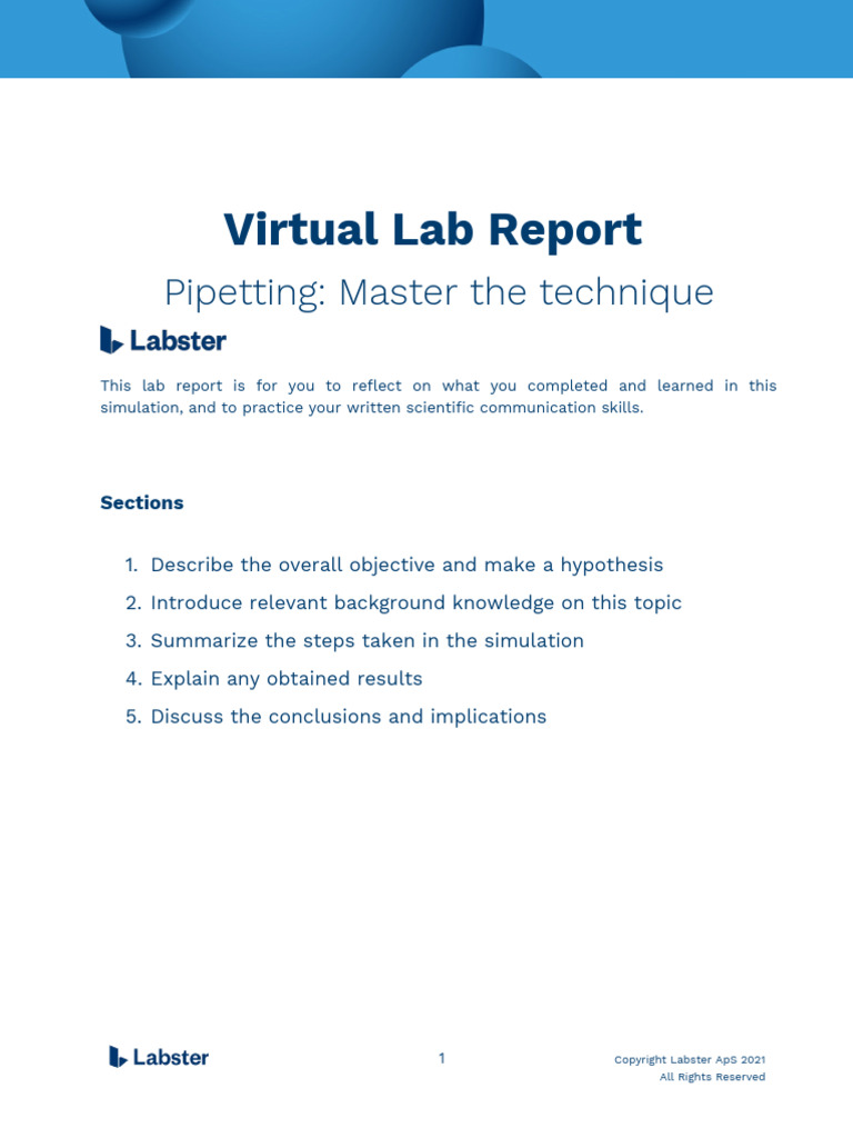 Lab1 - Pipetting Master The Technique | PDF | Laboratory Techniques ...